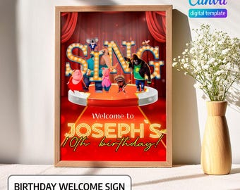 Sing 2 Birthday Welcome Sign: Karaoke Party Poster (printable Editable ...