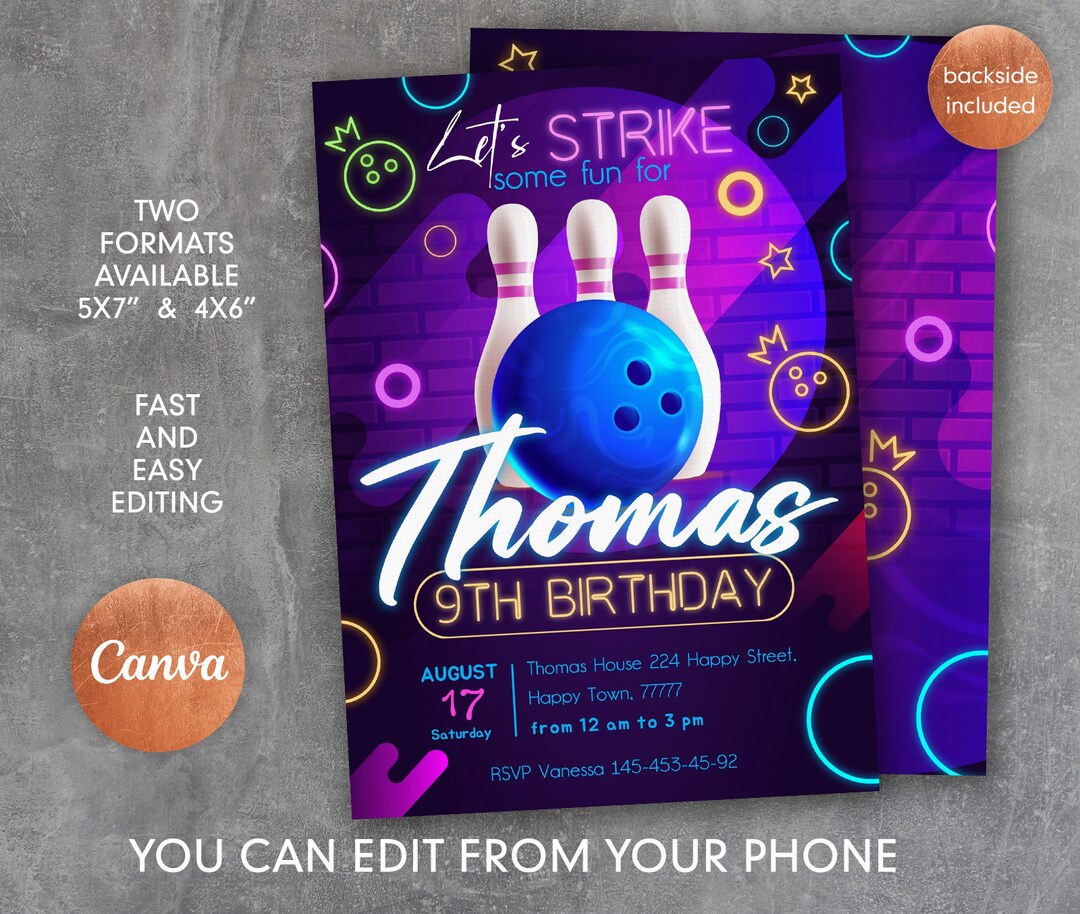 Printable Birthday Invitation, Editable Invitation, Instant Download ...