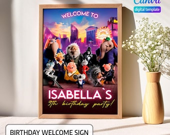 Sing 2 Birthday Welcome Sign: Karaoke Party Poster (printable Editable ...