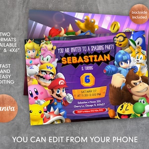Printable Smash Bros Invitation, Fighting Birthday Invite, Editable ...