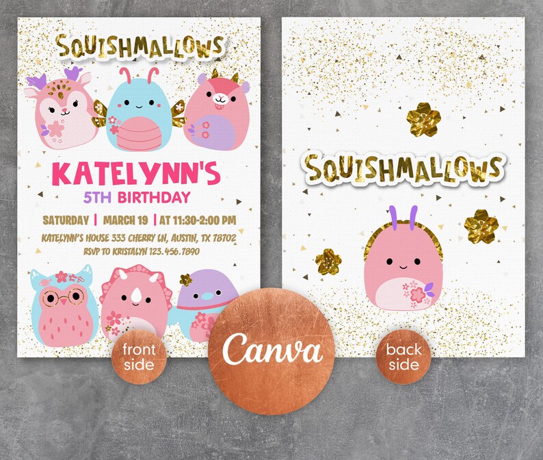 Squishmallow Editable Invitation, Printable Squish Birthday Invitation ...