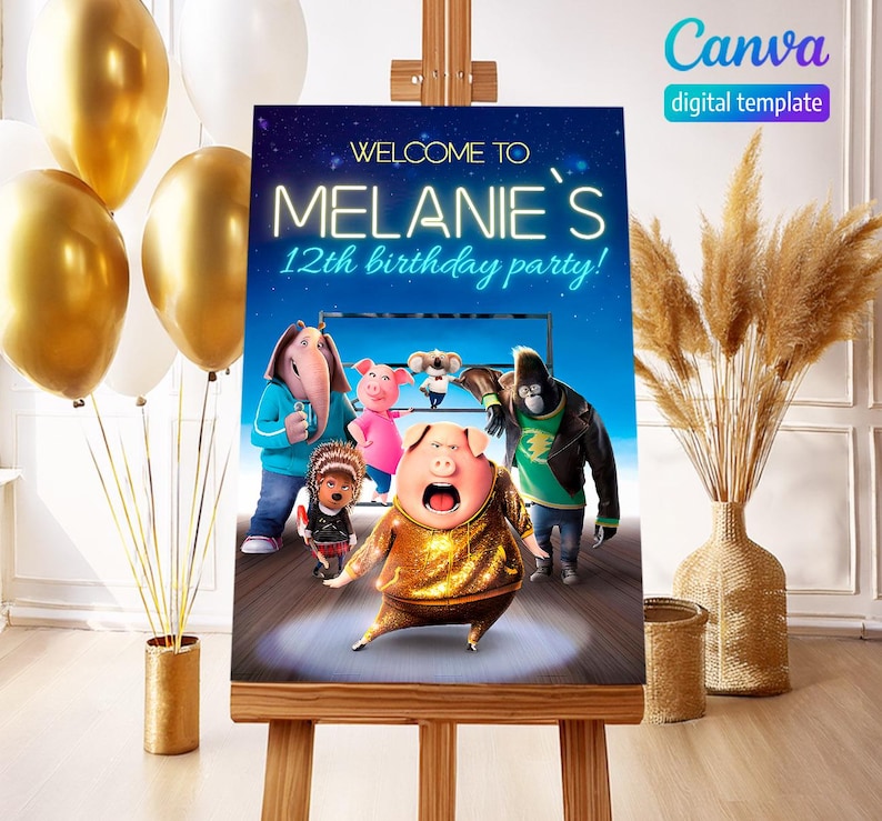 Sing 2 Birthday Welcome Sign: Karaoke Party Poster (printable Editable ...