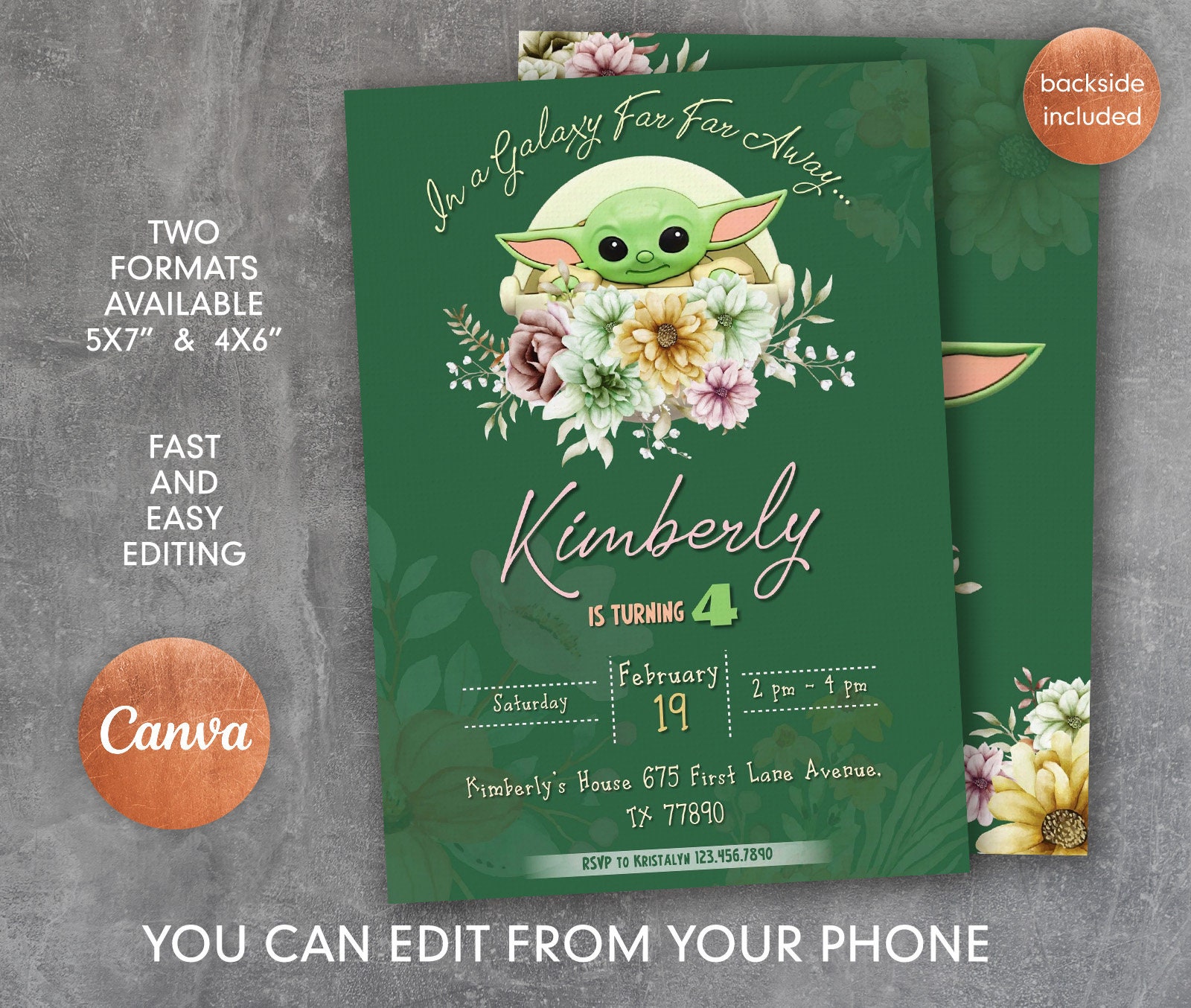 Baby Yoda Birthday Invitation, Star Wars Invite, Printable Grogu ...