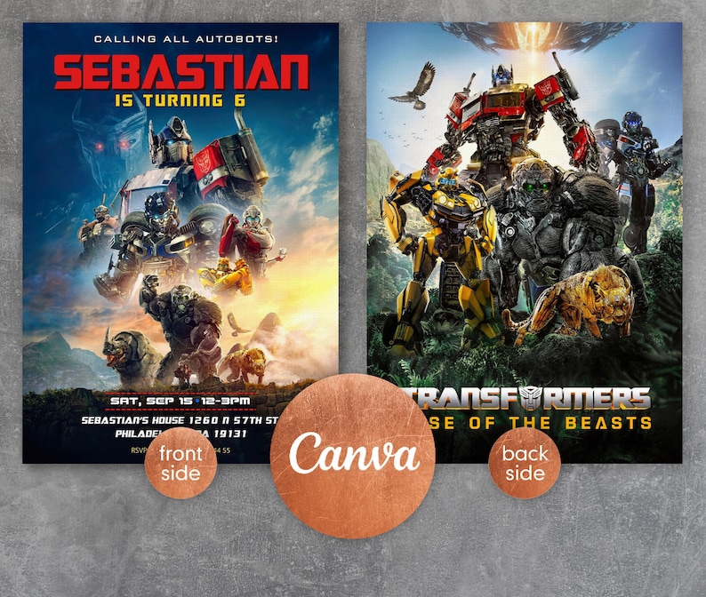 Printable Invite, Transformers Rise of the Beasts Birthday Invitation ...