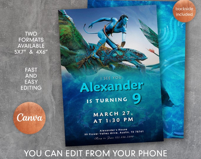 Avatar 2 Birthday Invitation, Avatar Kids Birthday Invite, the Way of ...