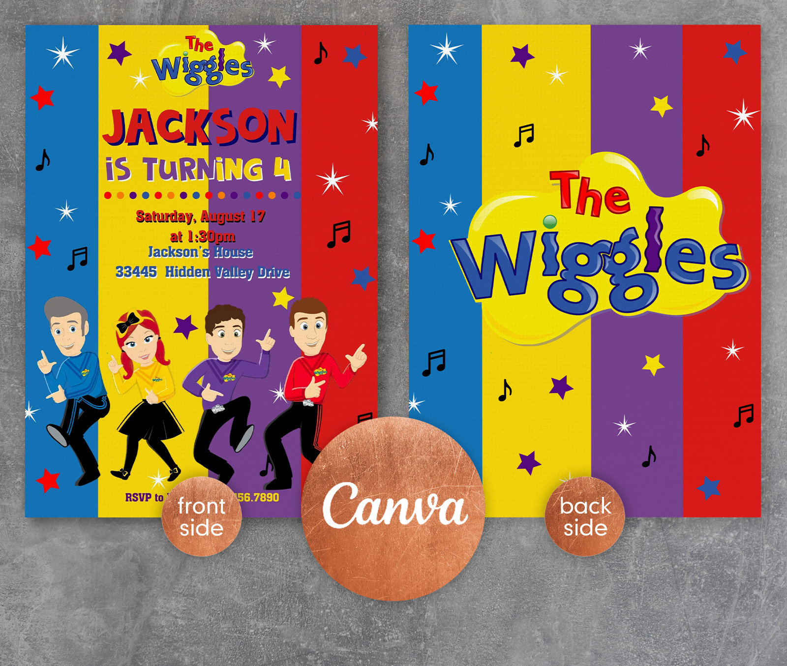 Printable Wiggles Birthday Invite, Wiggle Birthday Invitation, Editable ...