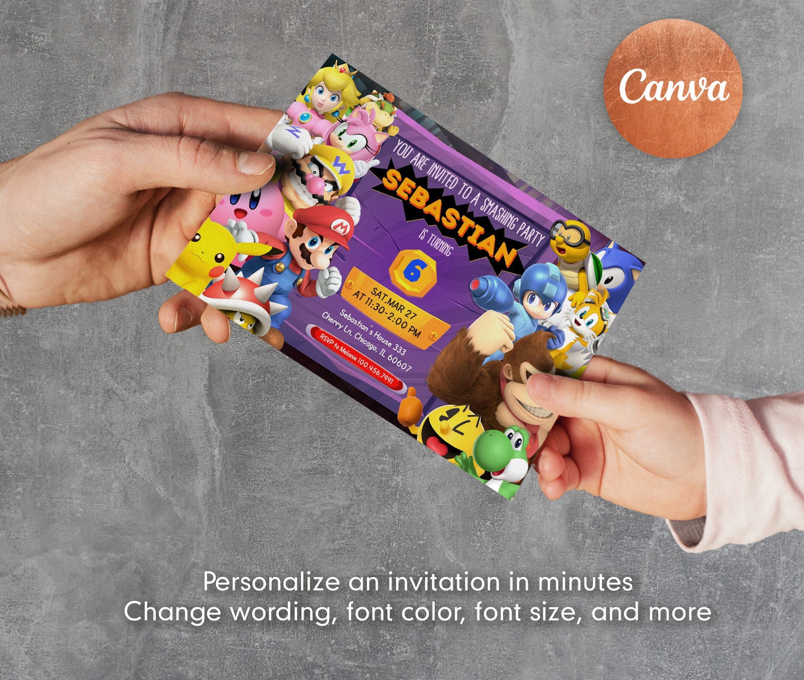 Printable Smash Bros Invitation, Fighting Birthday Invite, Editable ...