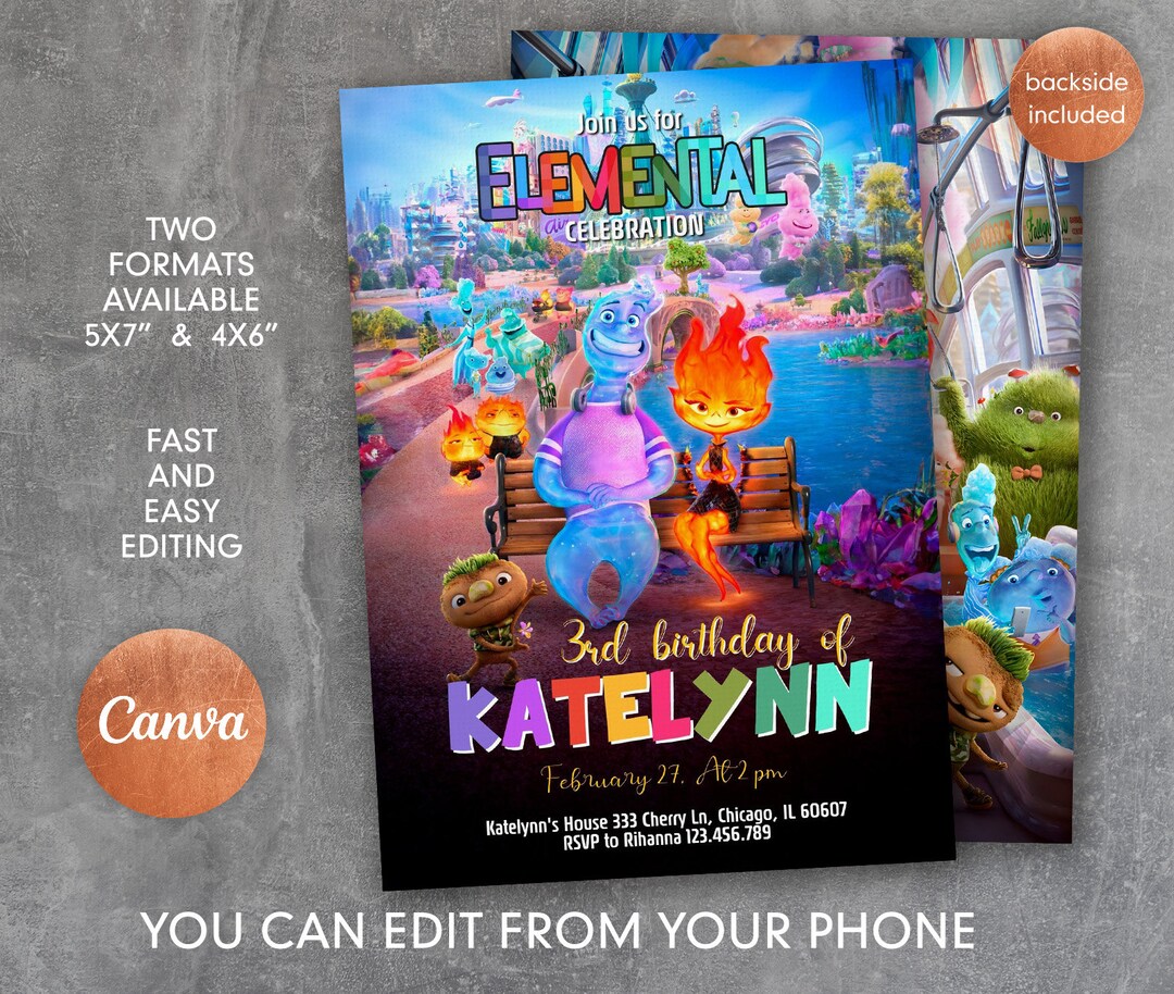 Editable Elemental Birthday Invitation, Printable Birthday Party Invite ...