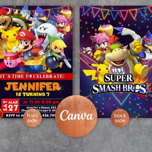 Printable Smash Bros Invitation, Fighting Birthday Invite, Editable ...