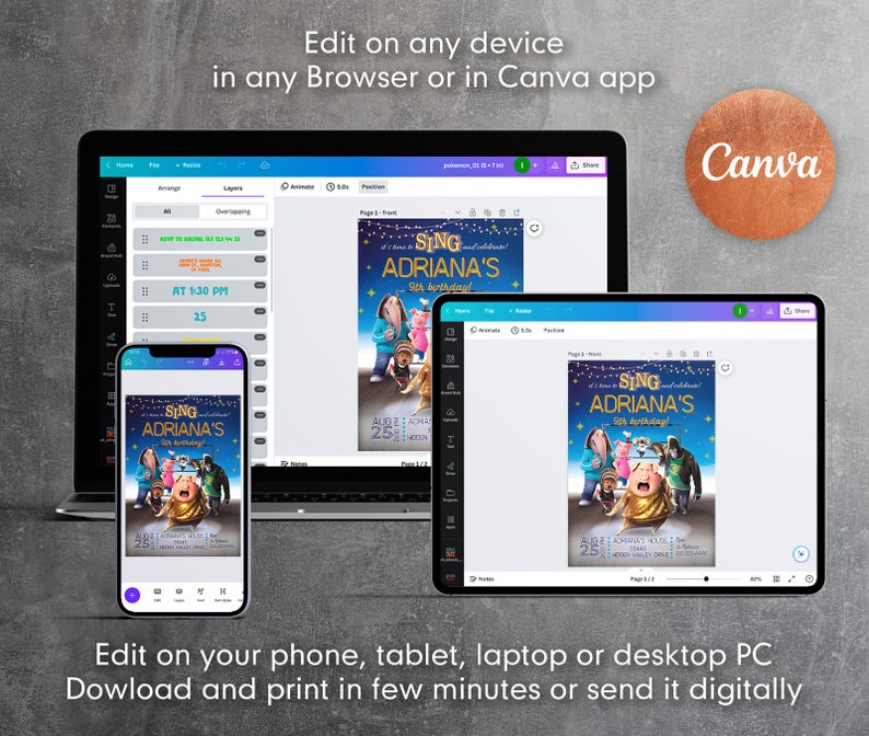 Editable Singer Invitation Printable Sing 2 Birthday - Etsy