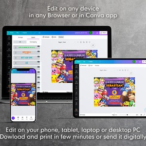 Printable Smash Bros Invitation, Fighting Birthday Invite, Editable ...