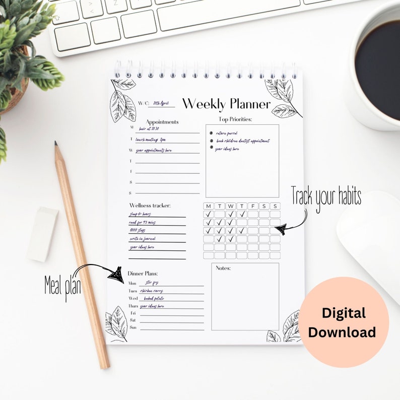 Planner Template, Daily Planner, Weekly Planner, Planner Printable ...