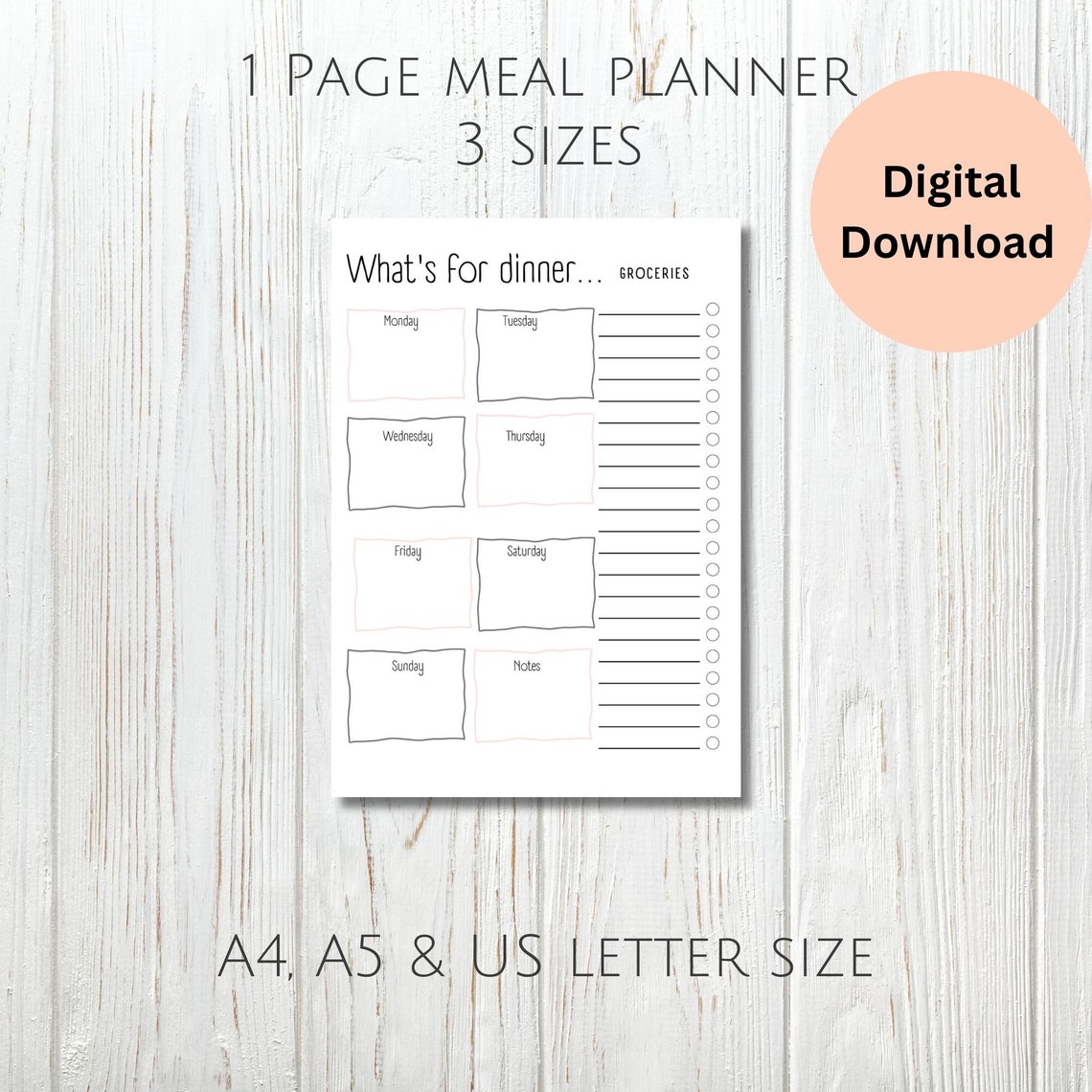 Weekly Meal Planner Grocery List Printable Meal Planner - Etsy