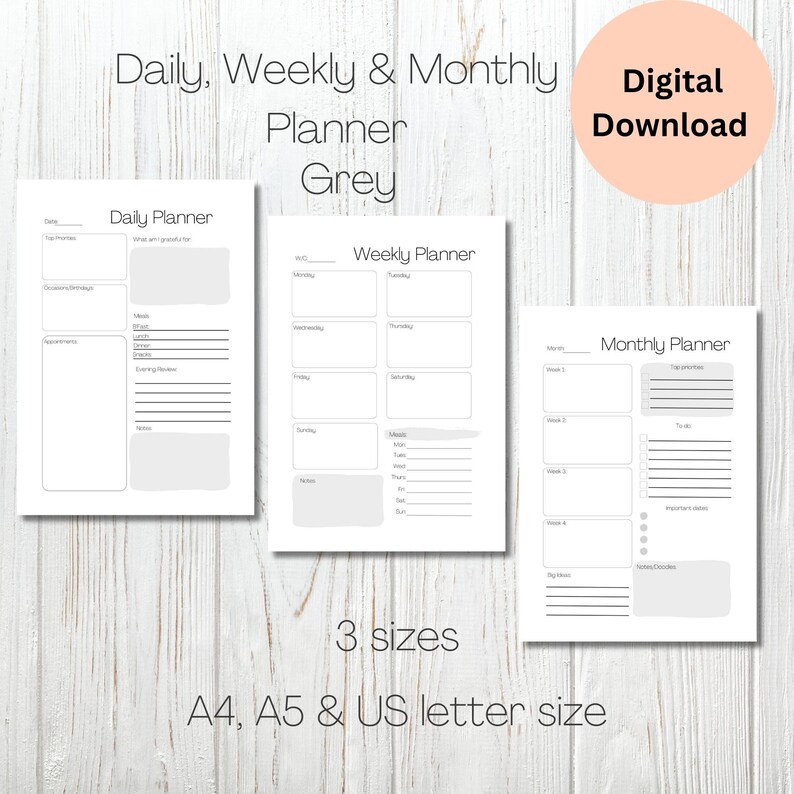 Daily Planner Printable, Weekly Planner, Monthly Planner, Printable ...