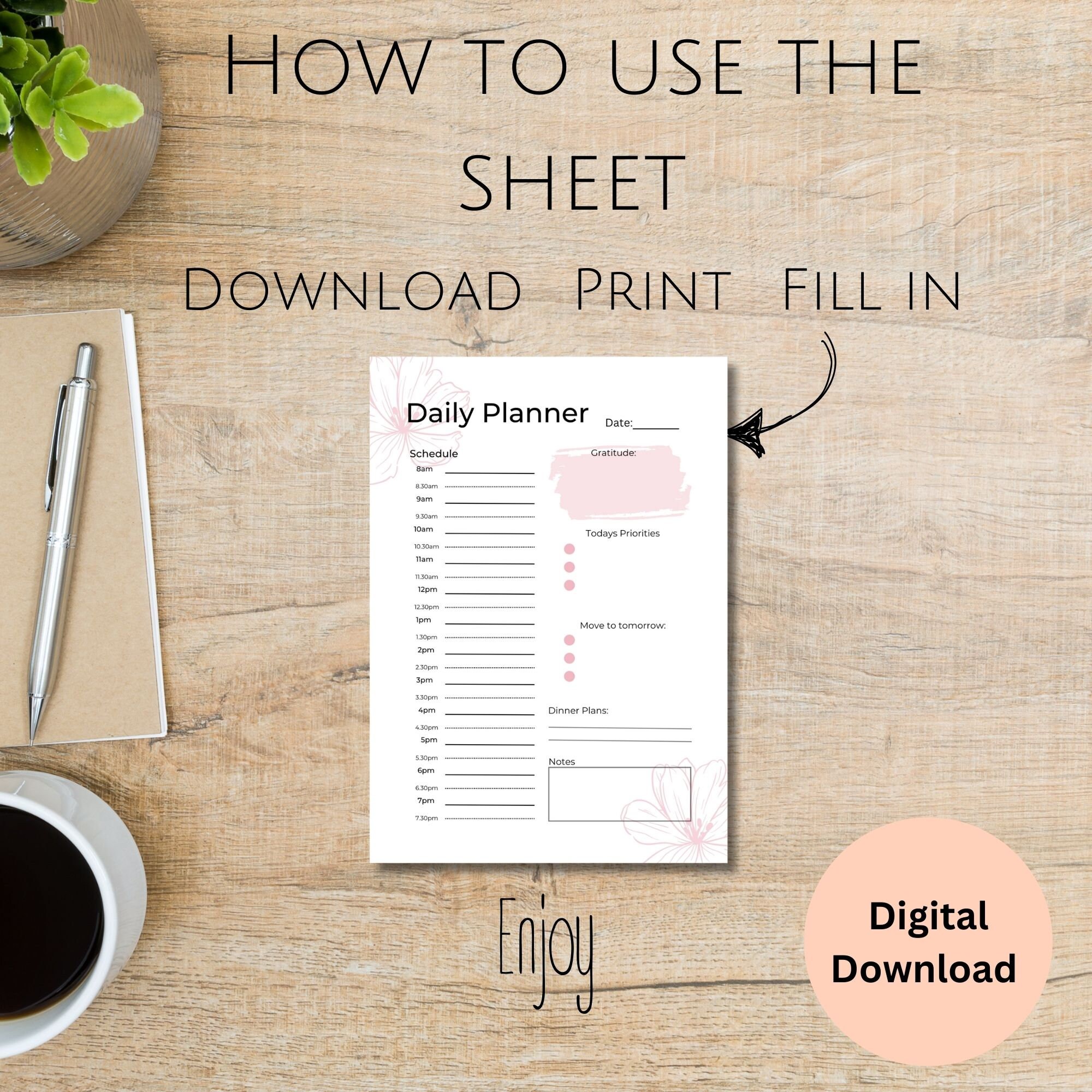 Daily Schedule, Daily Planner, Printable Daily Planner, Planner ...