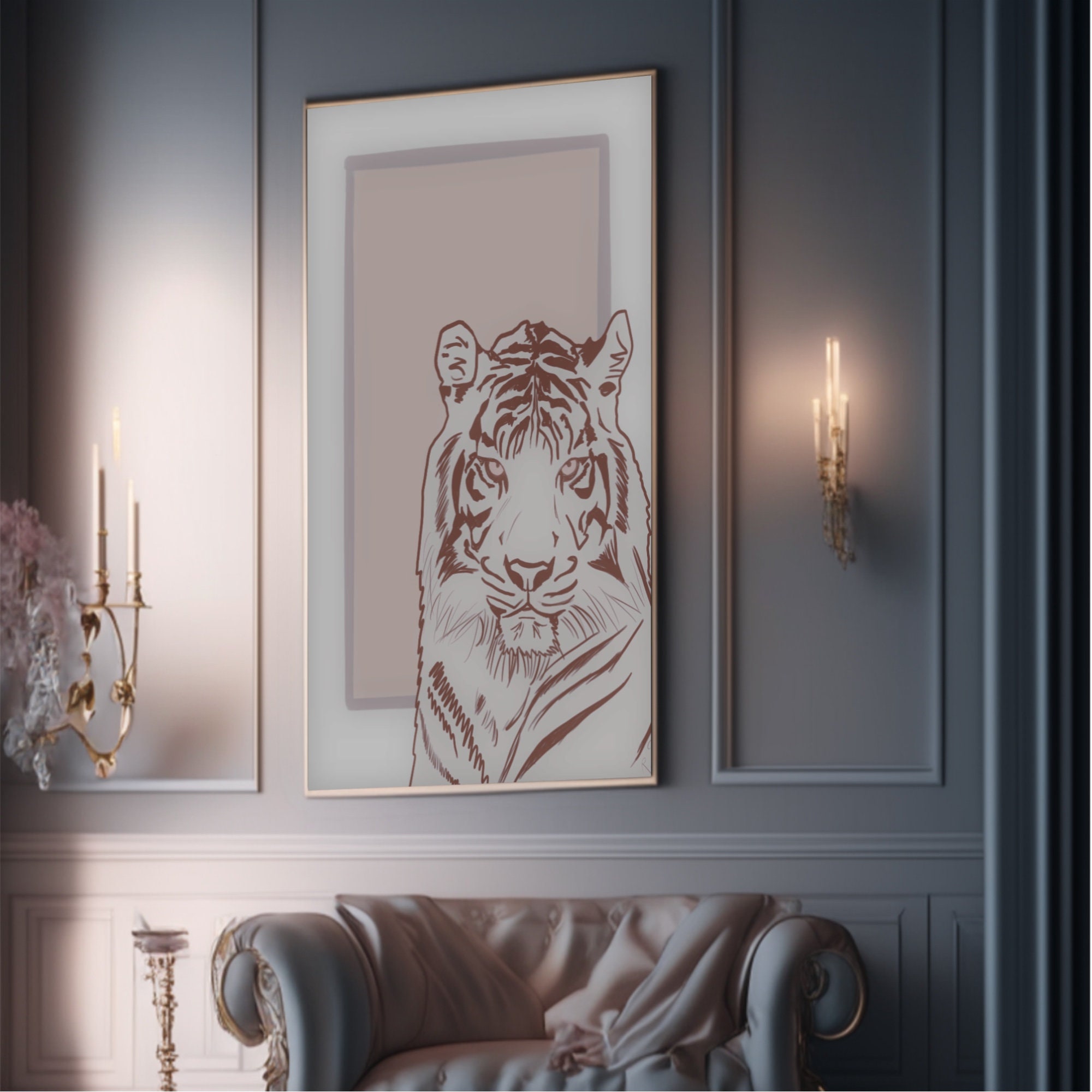 Boho Digital Tiger Drawing Instant Download - Etsy