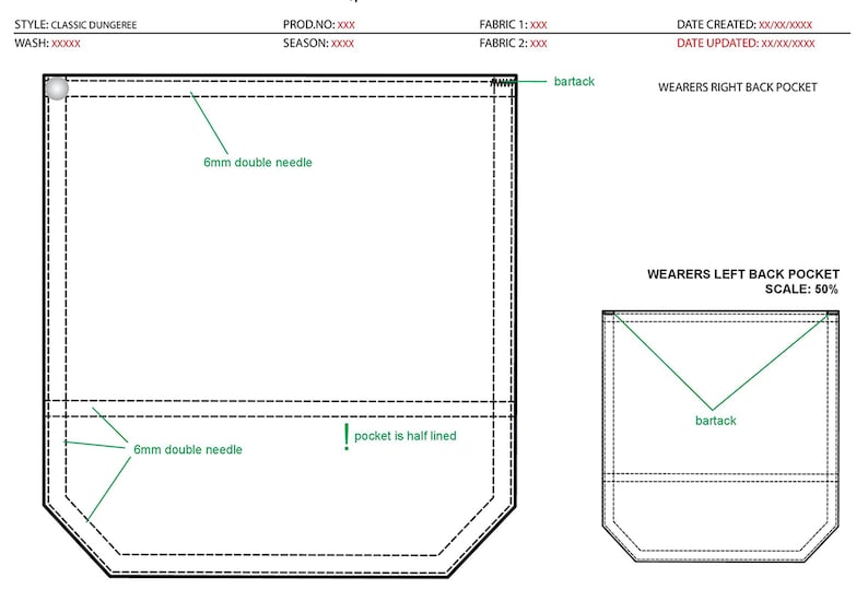 Classic Dungaree Factory / Pattern Cutter Ready Technical Pack - Etsy