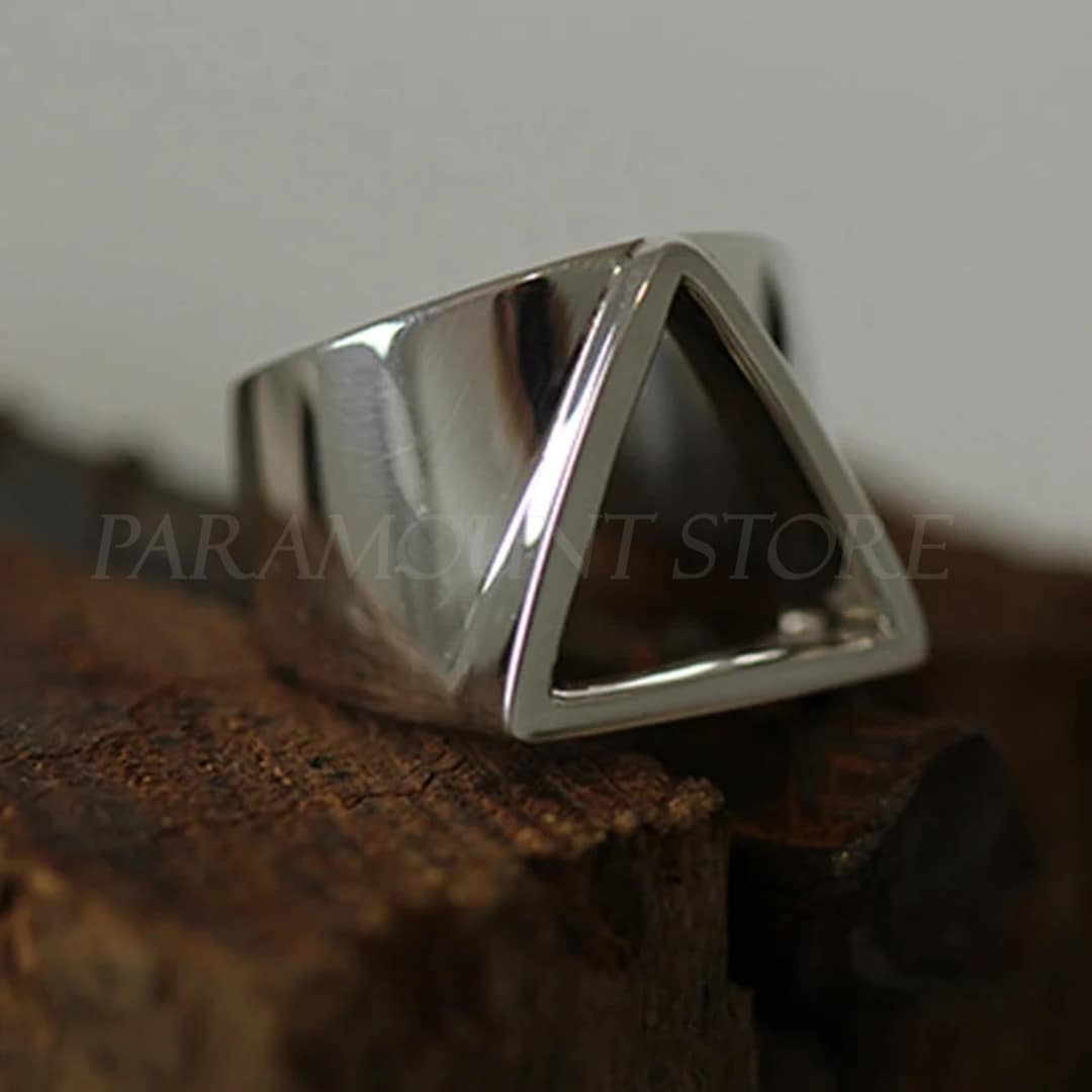 Sterling Silver Triangle Signet Ring: Gothic Geometric Jewelry - Etsy