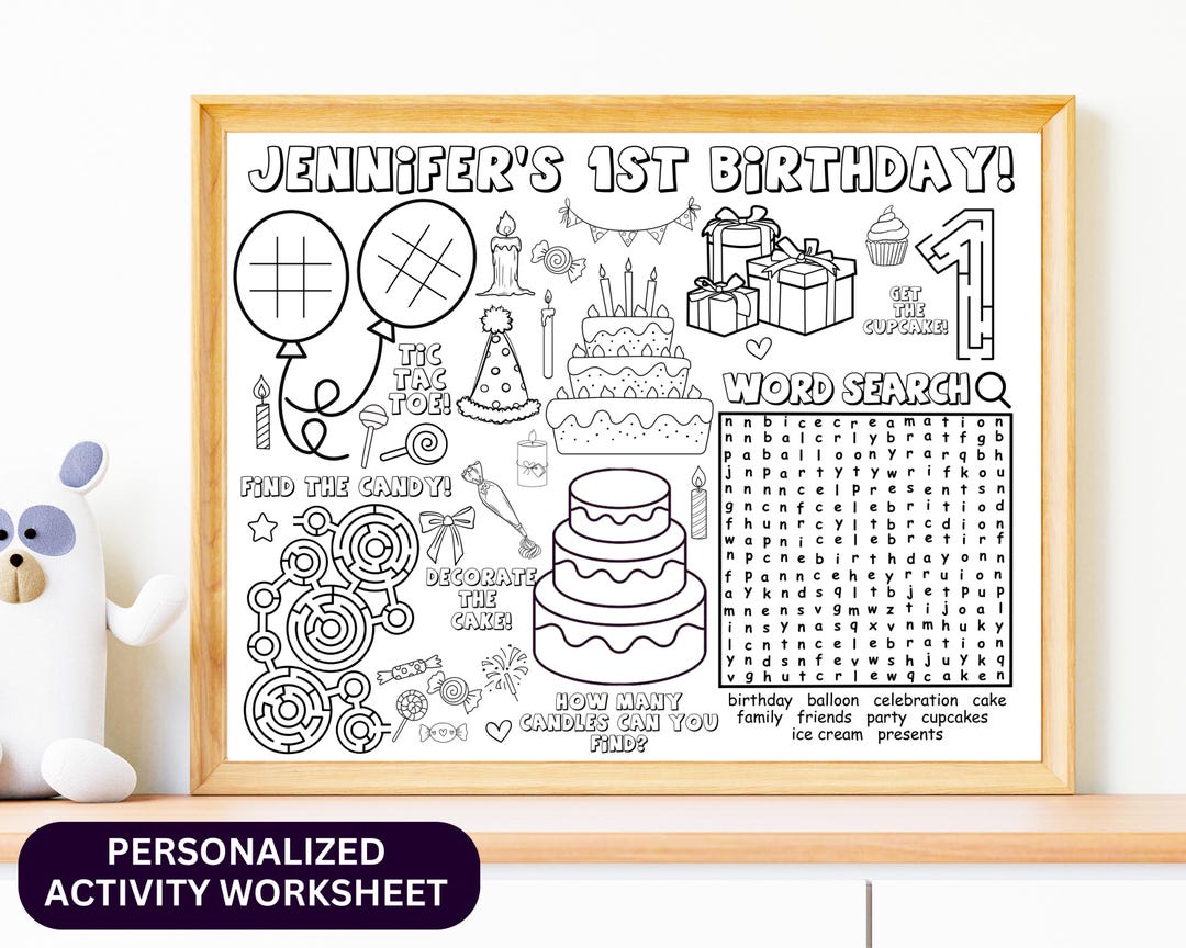 Birthday Party Activity Sheet, Fun Kids Party Games, Printable Coloring ...