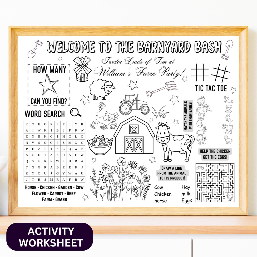 Farm Activity Sheet for Kids - Farm Coloring Page - Printable Farm ...
