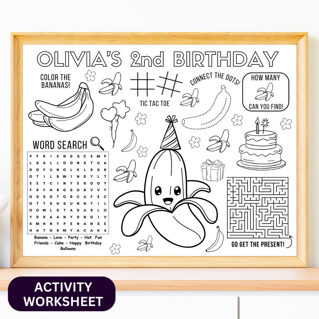 Let's Go Bananas Birthday Party Favor Coloring Activity | Banana Themed ...