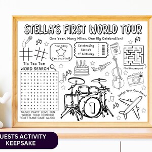First World Tour Birthday Activity Sheet | Custom 1st Birthday Coloring ...
