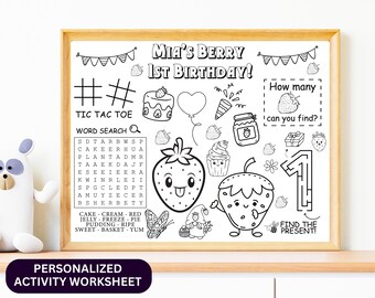 Printable Kids Activity Sheet - Strawberry - Etsy