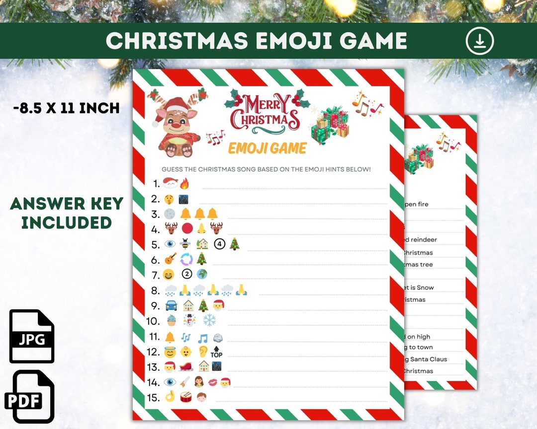 Christmas Emoji Pictionary Game, Christmas Emoji Quiz, Printable Guess ...