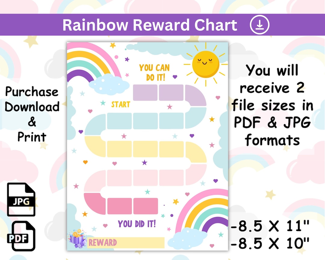 Printable Rainbow Reward Chart | Sunshine Behavior Chart | Kids Routine ...
