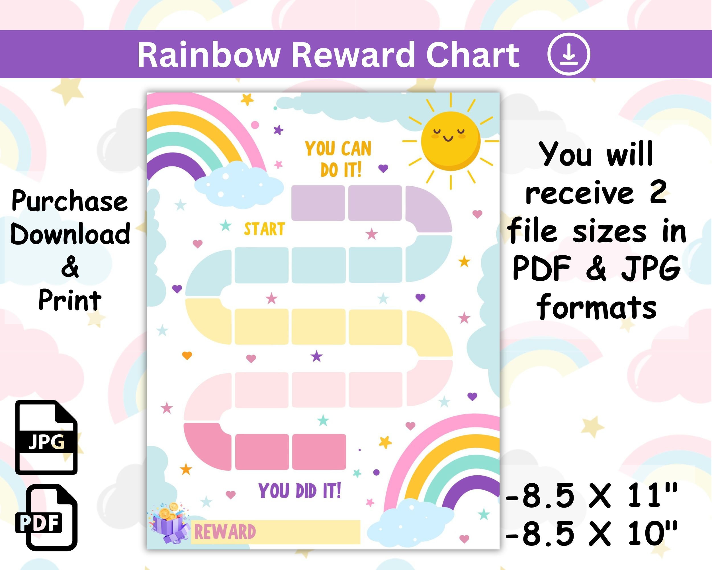Printable Rainbow Reward Chart Sunshine Behavior Chart Kids Routine ...