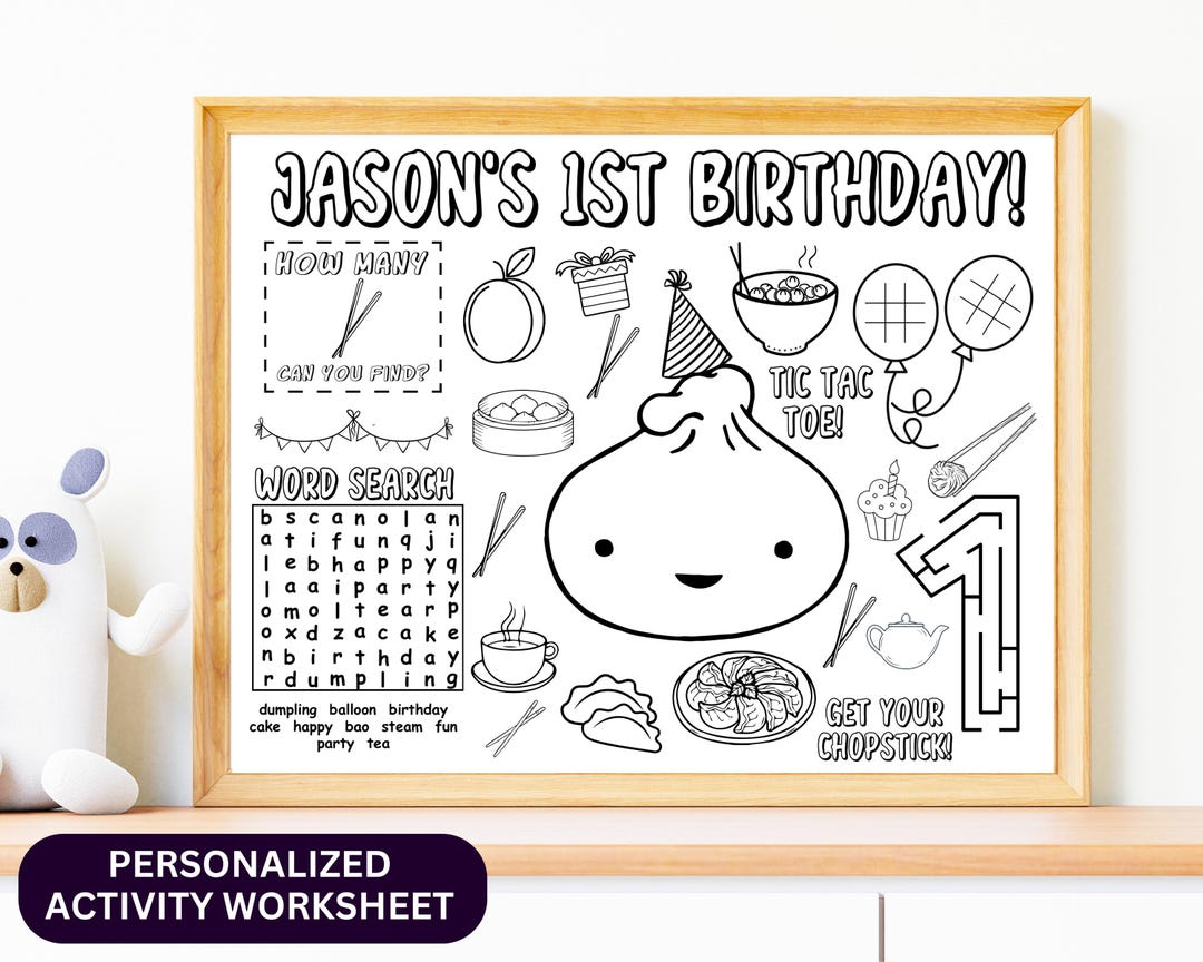 Custom Dumpling Birthday Activity Sheet | Printable Kids Coloring Page ...