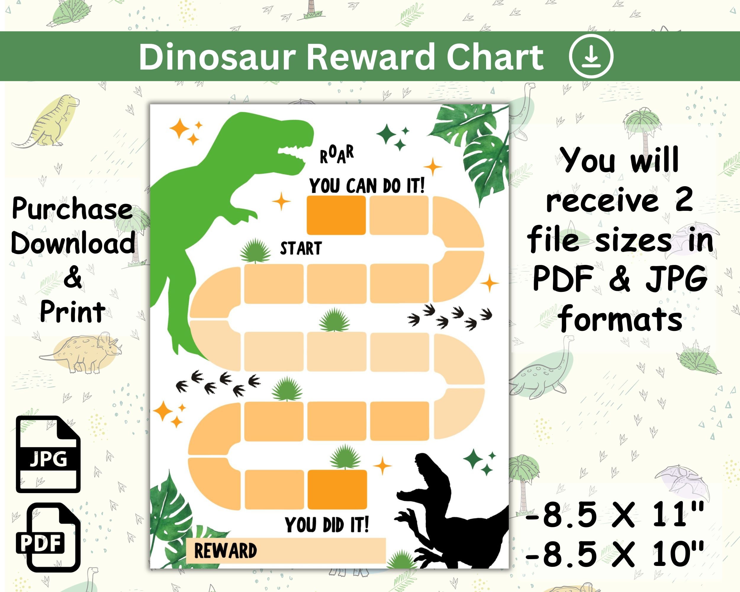 Dinosaur Reward Chart, Sticker Chart, Toddler, Preschool Kids, Letter ...