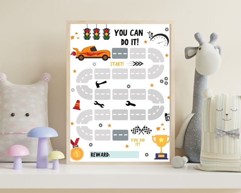 Racing Car Reward Chart Printable Race Car Behavior Chart Toddler Chore ...
