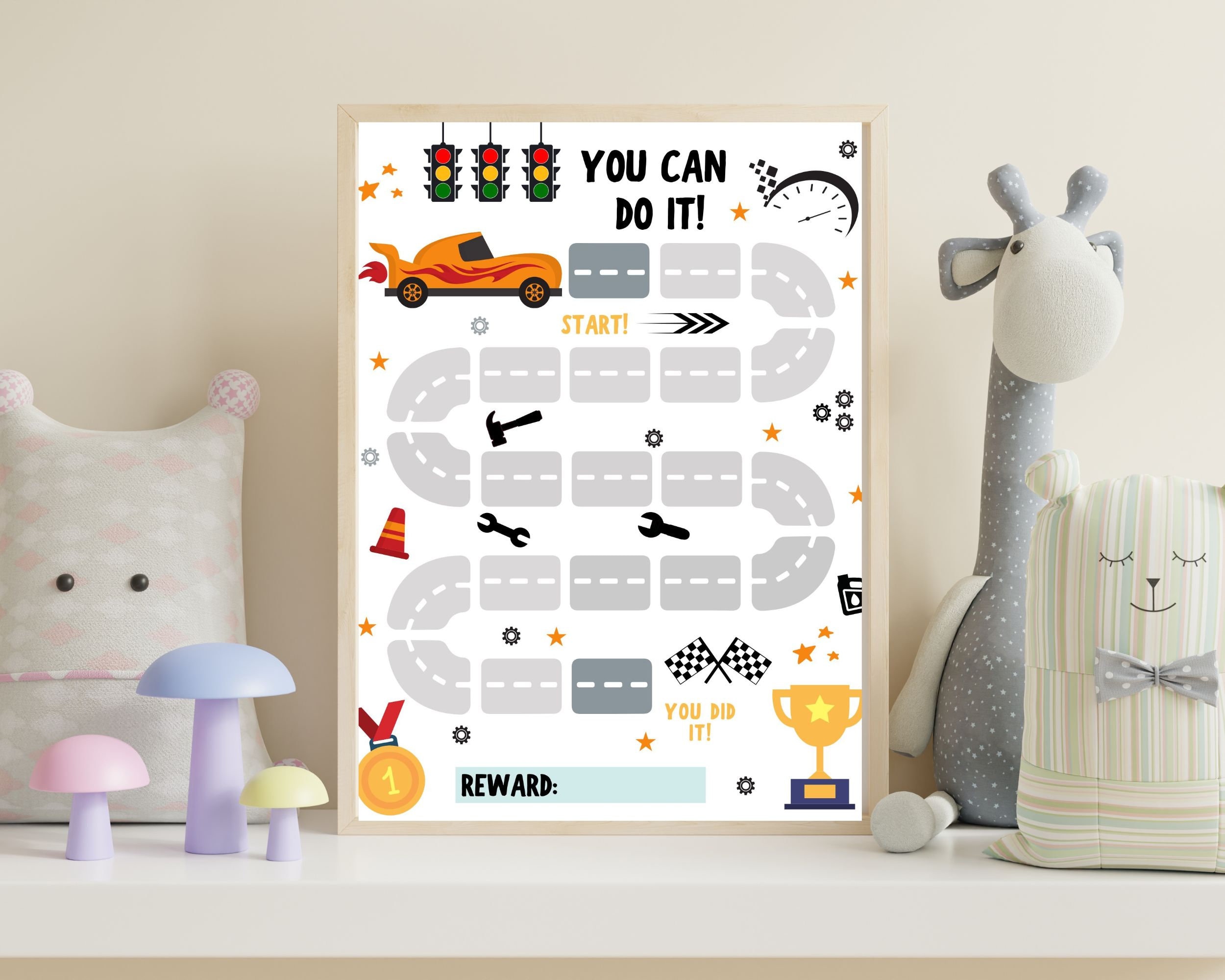 Racing Car Reward Chart Printable Race Car Behavior Chart Toddler Chore ...