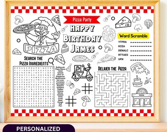 Editable Pizza Party Placemat | Printable Italian Party Coloring Page ...
