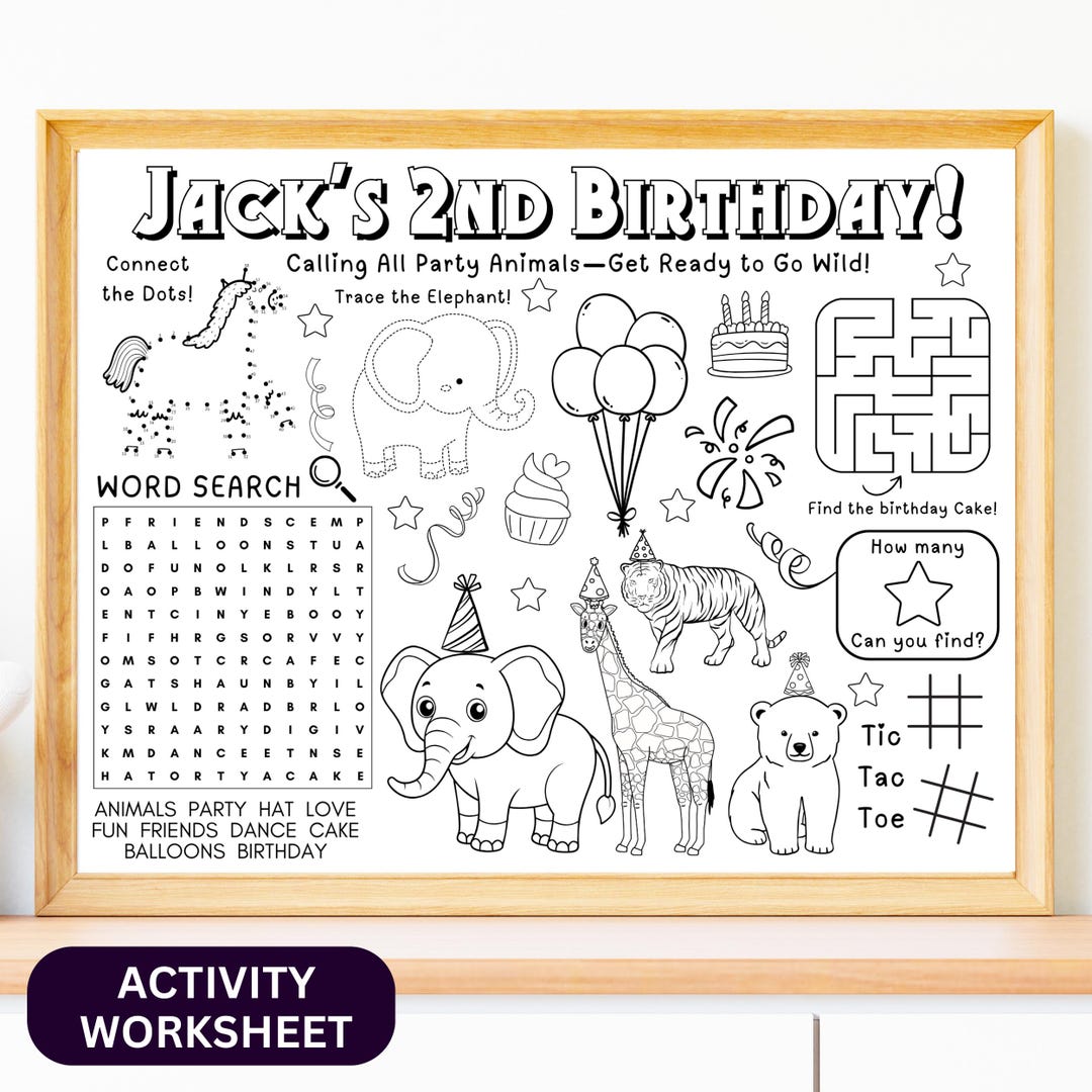 Party Animal Birthday Activity Sheet | Party Animal Coloring Page ...