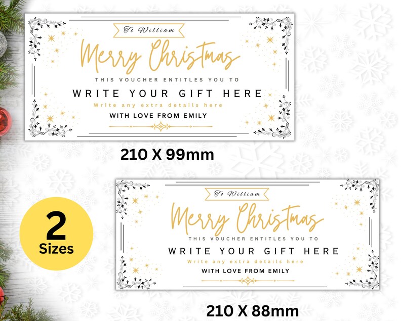 Editable Christmas Gift Voucher, Event Ticket, Print at Home Christmas ...
