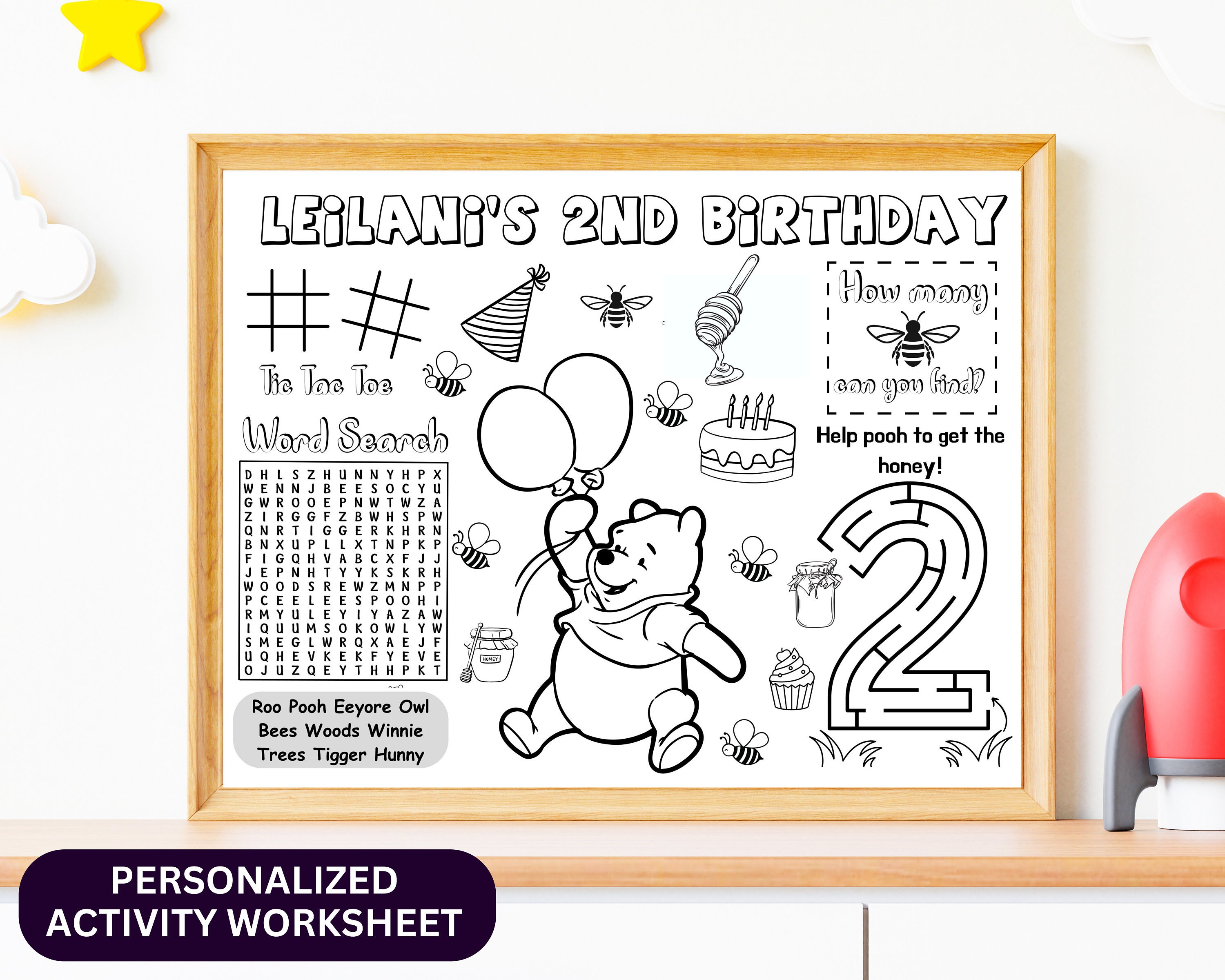 Classicwinnie Thepooh Birthday Party Activity Sheet Pooh Party Favor ...