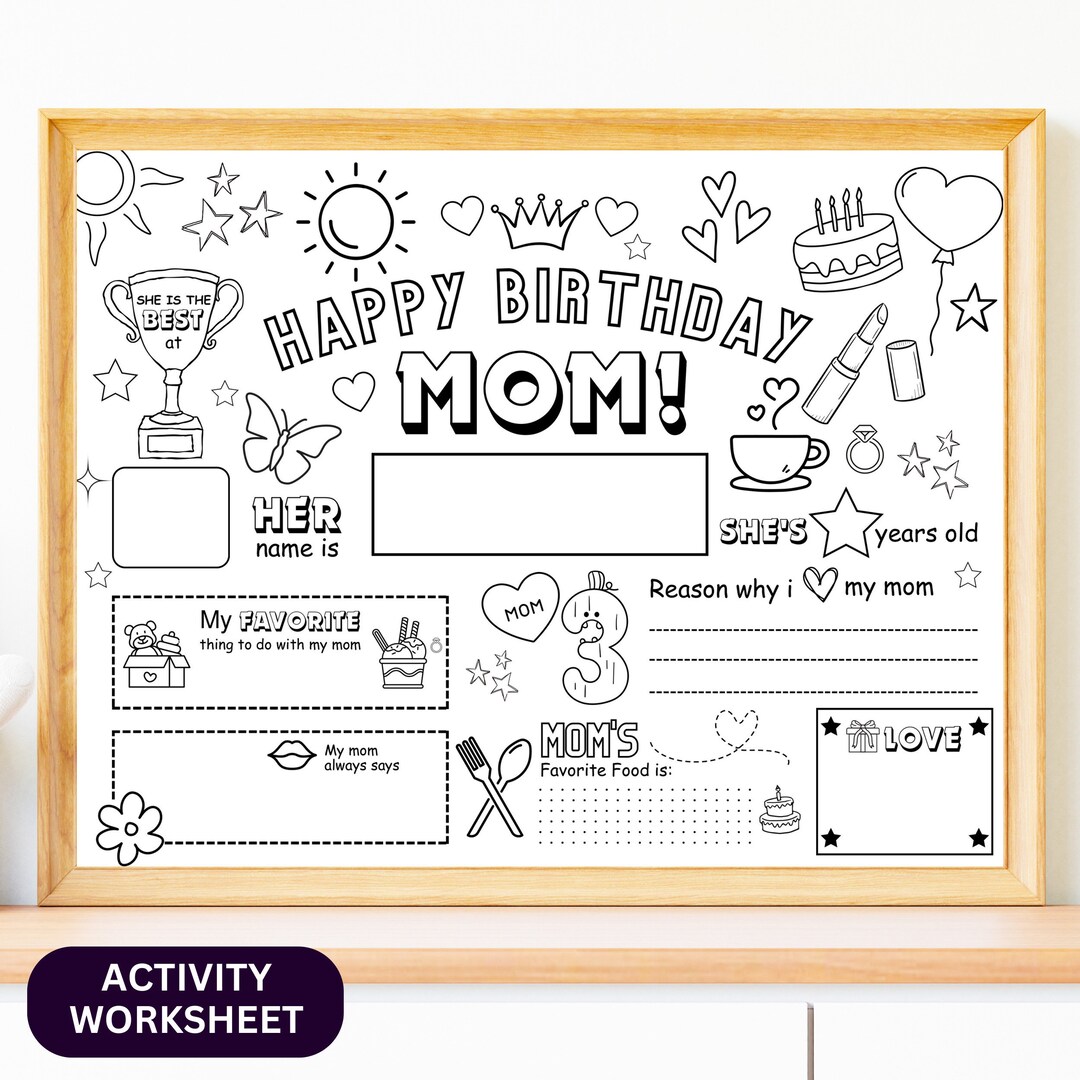 Happy Birthday Mom Coloring Page | Printable All About Mom Fill in ...