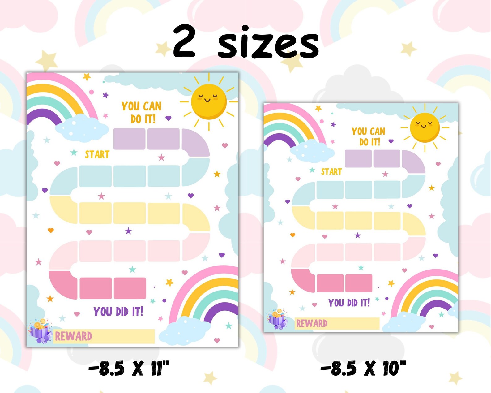 Printable Rainbow Reward Chart Sunshine Behavior Chart Kids Routine ...