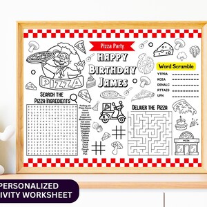 Pizza Party Placemat | Printable Pizza Party Coloring Page | Pizza ...