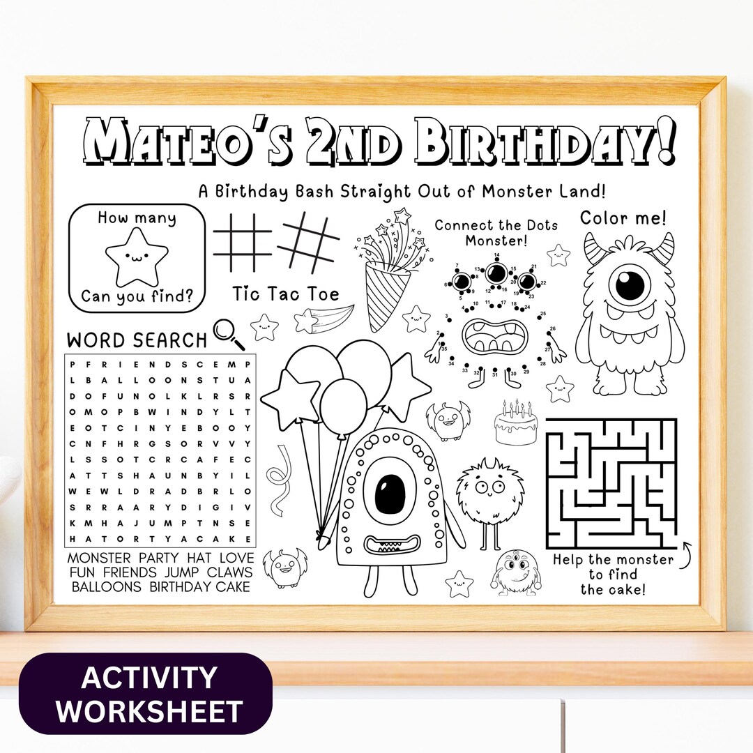 Monster Party Activity Sheet | Fun Alien Monster Coloring Placemat ...