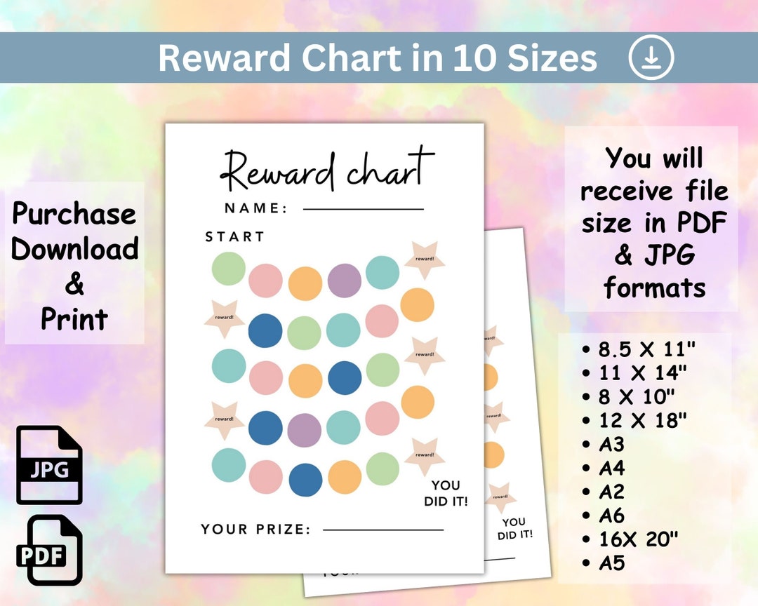 Rainbow Reward Chart for Kids, Printable Behavior Chart Printable ...