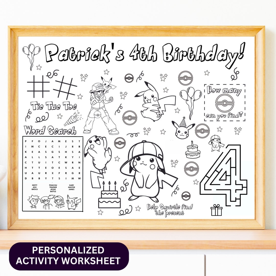 Party Activity Sheet | Party Favor | Coloring Sheet | Personalizable ...