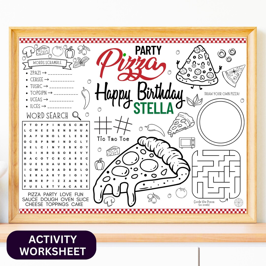 Pizza Activity Sheet Printable | Pizza Party Coloring Page | Kids Pizza ...