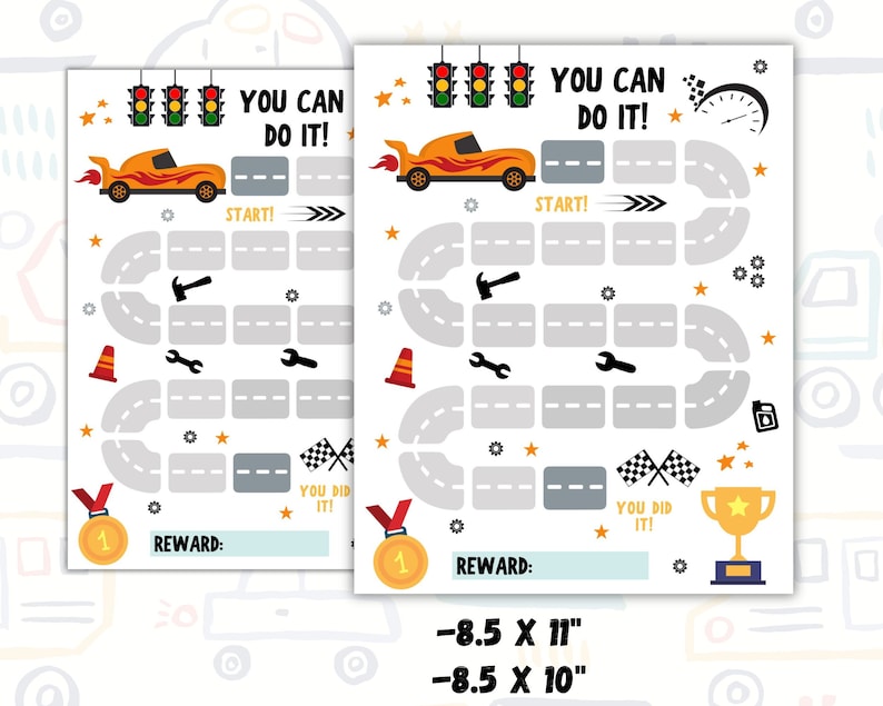 Racing Car Reward Chart Printable Race Car Behavior Chart Toddler Chore ...