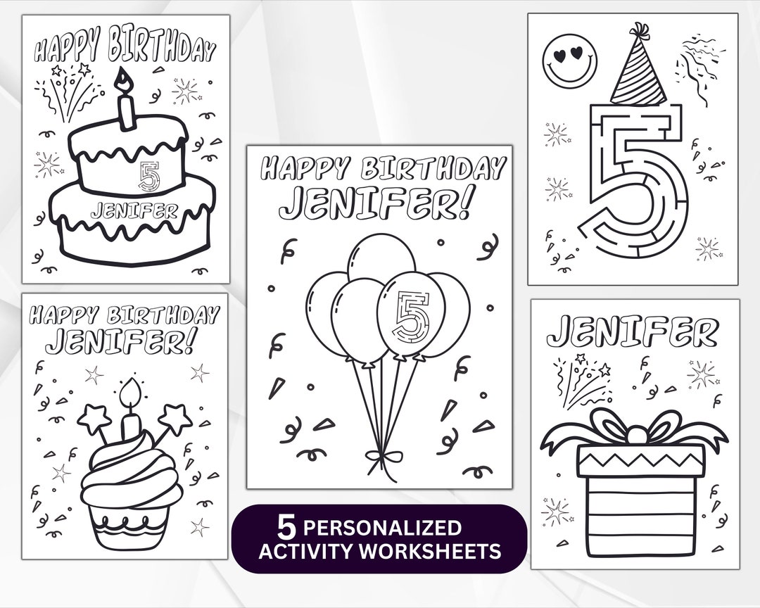 Customizable Birthday Coloring Pages for Kids Personalized Kids ...