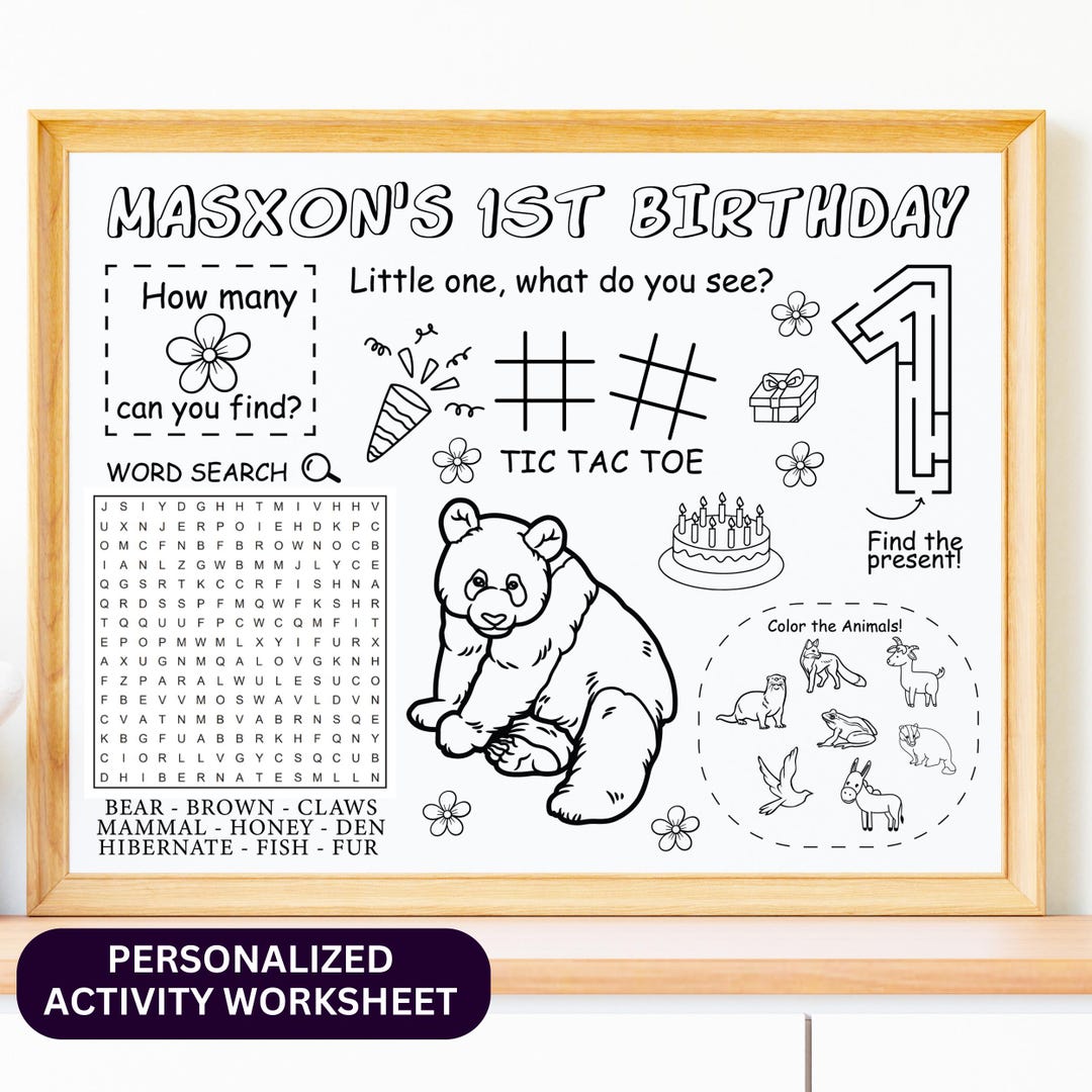 Classic Brown Bear Birthday Party Activity Sheet | Brown Bear Party ...