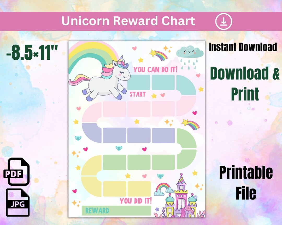 Unicorn Reward Chart Printable Routine Sticker Chart for Kids Behavior ...
