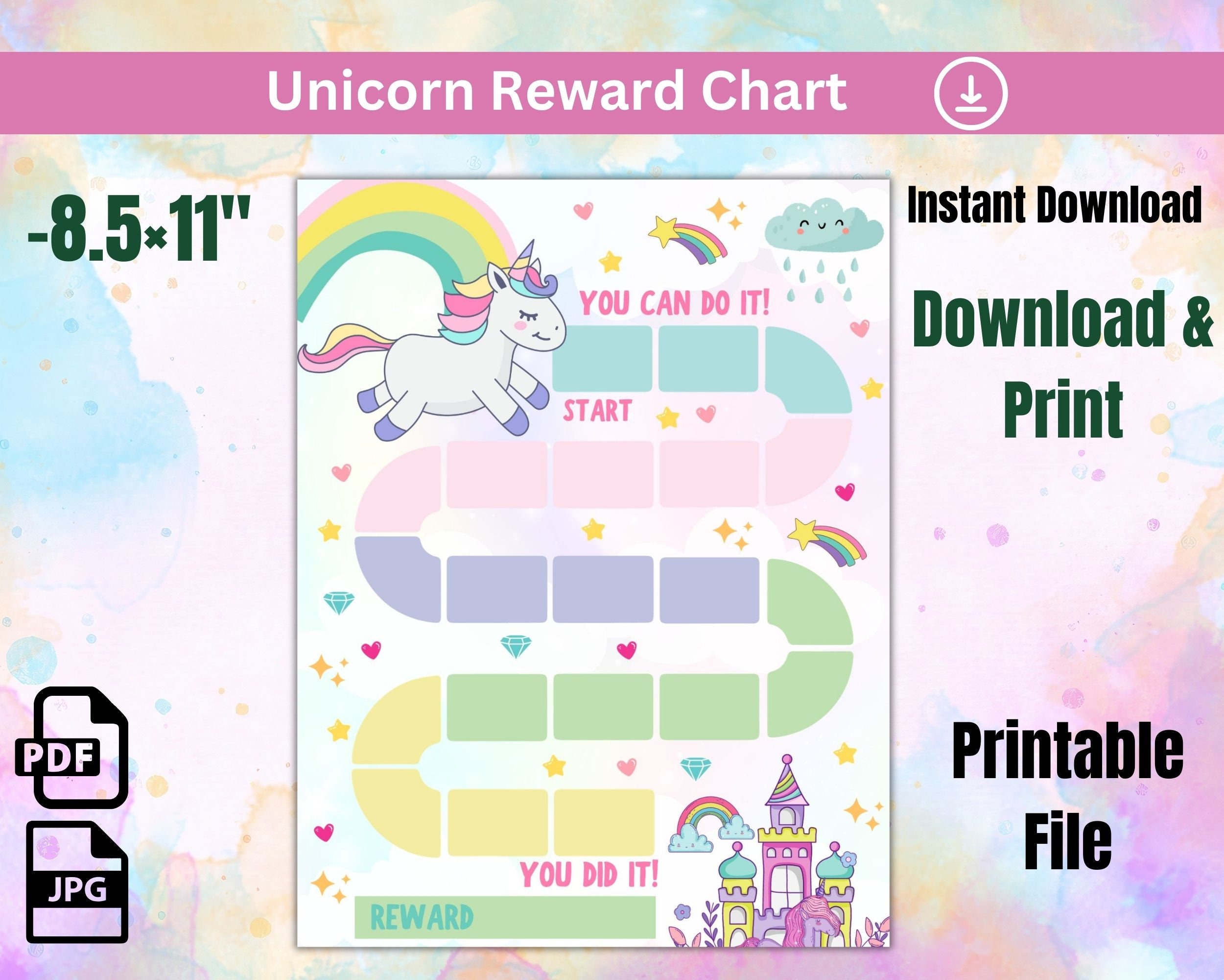 Unicorn Reward Chart Printable Unicorn Behavior Chart - Etsy